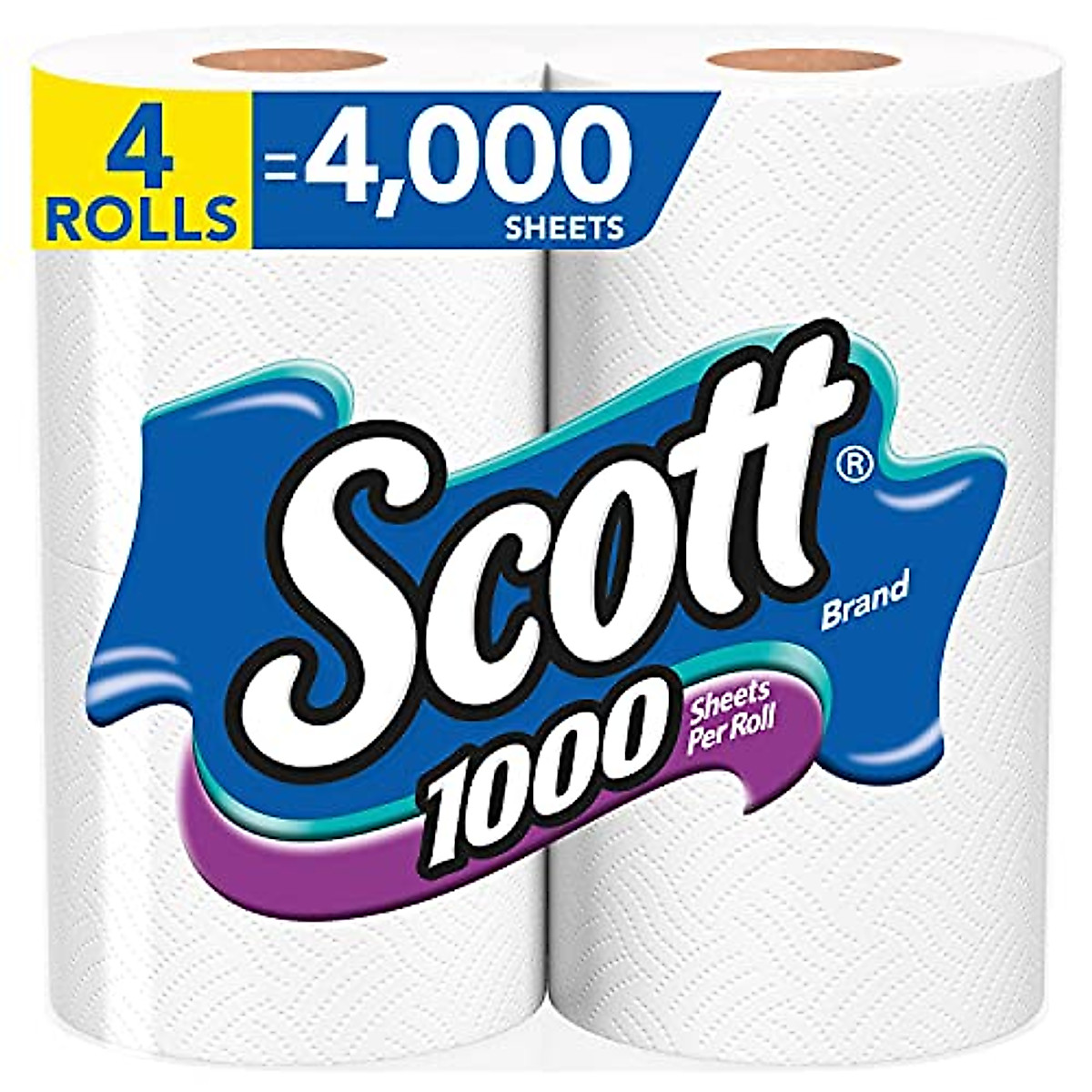 Scott 1000 Sheets Per Roll Toilet Paper, 4 Rolls, Bath Tissue