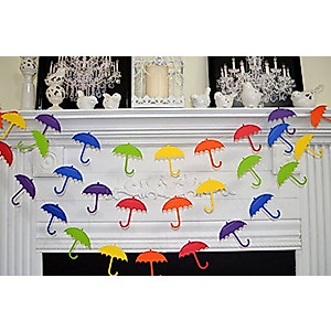 Umbrella Garland, shower decorations, baby shower bridal shower, pink grey white umbrellas, Rain Showers Umbrella, baby sprinkle