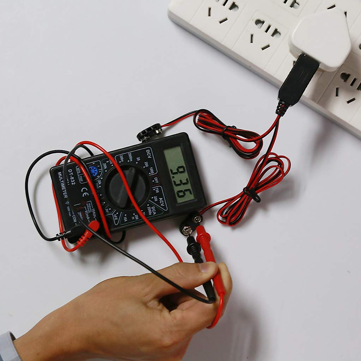 fengchensety Universal 100cm 300cm 2in1 USB Mains Convert to Dual 6F22 9V Battery Eliminator Replace 2pcs 9V Battery USB Power Supply Cable,Dual 9V Battery Eliminator,USB to Dual 9V Battery Cable