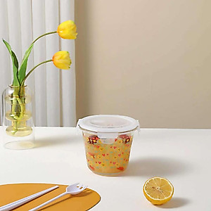 3-Cup/24 Ounce Glass Food Storage Containers, Glass Soup Bowl Container with Airtight Lids, Leak-proof Soup Stew Food Storage and Meal Prep Container, Microwave, Freezer Safe, Set of 4 (Flower Print)