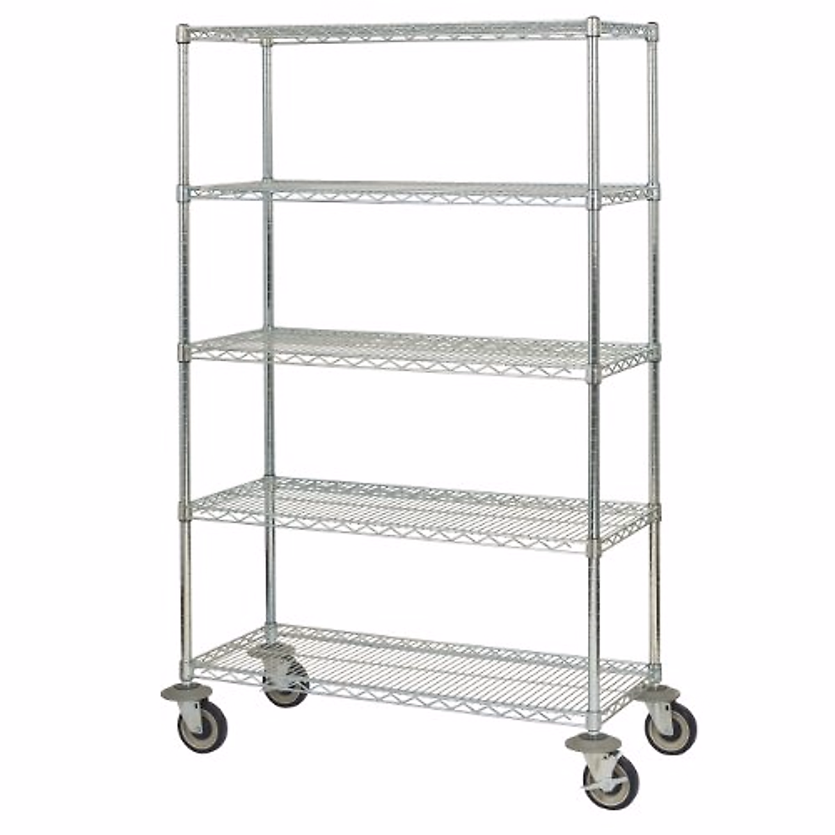Omega Precision - 18" Deep x 24" Wide x 60" High Chrome Wire 800lb Capacity 5 Shelf Truck Qty(5) 18" Deep x 24" Wide Chrome Wire Shelves Qty(4) 54" High Posts Qty(4) 5" Rubber Casters (2 w/Brake)