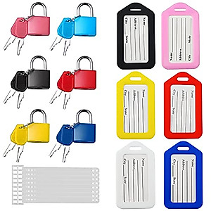 6 Pack Luggage Locks and Luggage Tags Set Small Padlock with Keys Suitcase Locks for Luggage, Multicolor