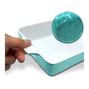 NutriChef Rectangular Ceramic 3 Piece Nonstick Stain Resistant Kitchen Bakeware Pan Set with 6 Piece Stackable Ceramic Baking Pan Sheet Set