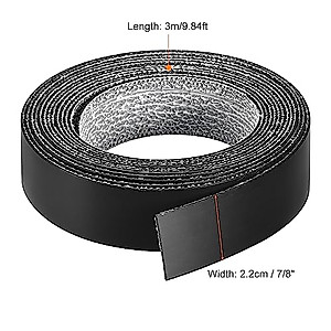 uxcell Edge Banding, 7/8 Inch x 9.84ft Pre-Glued Wood Veneer Edging Iron-on Flexible Edge Banding for Cabinet Repair Furniture Restoration, Matte Black