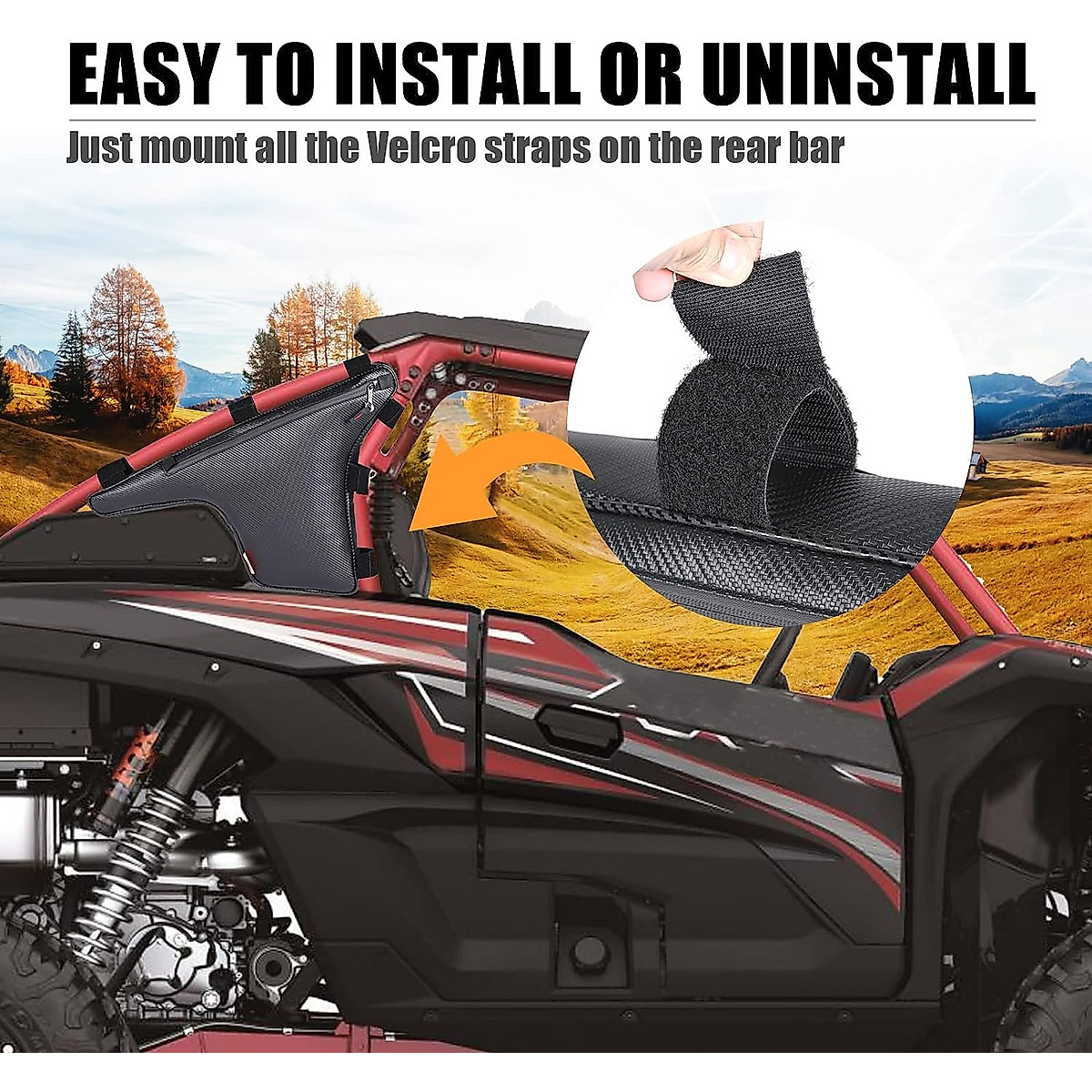 Hutexico 2 Pack for Kawasaki Teryx KRX 1000 UTV Roll Bar Triangle Storage Bag, Double Zipper Side by Side Bags Roll Bar Gear Bag, Compatible 2020-2024 Models (Black x2)