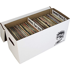 Square Deal Recordings & Supplies Set of 5-7 inch 45rpm Vinyl Record Storage Box - Sturdy Cardboard with Removable Lid - Holds up to 200 7 inch Records