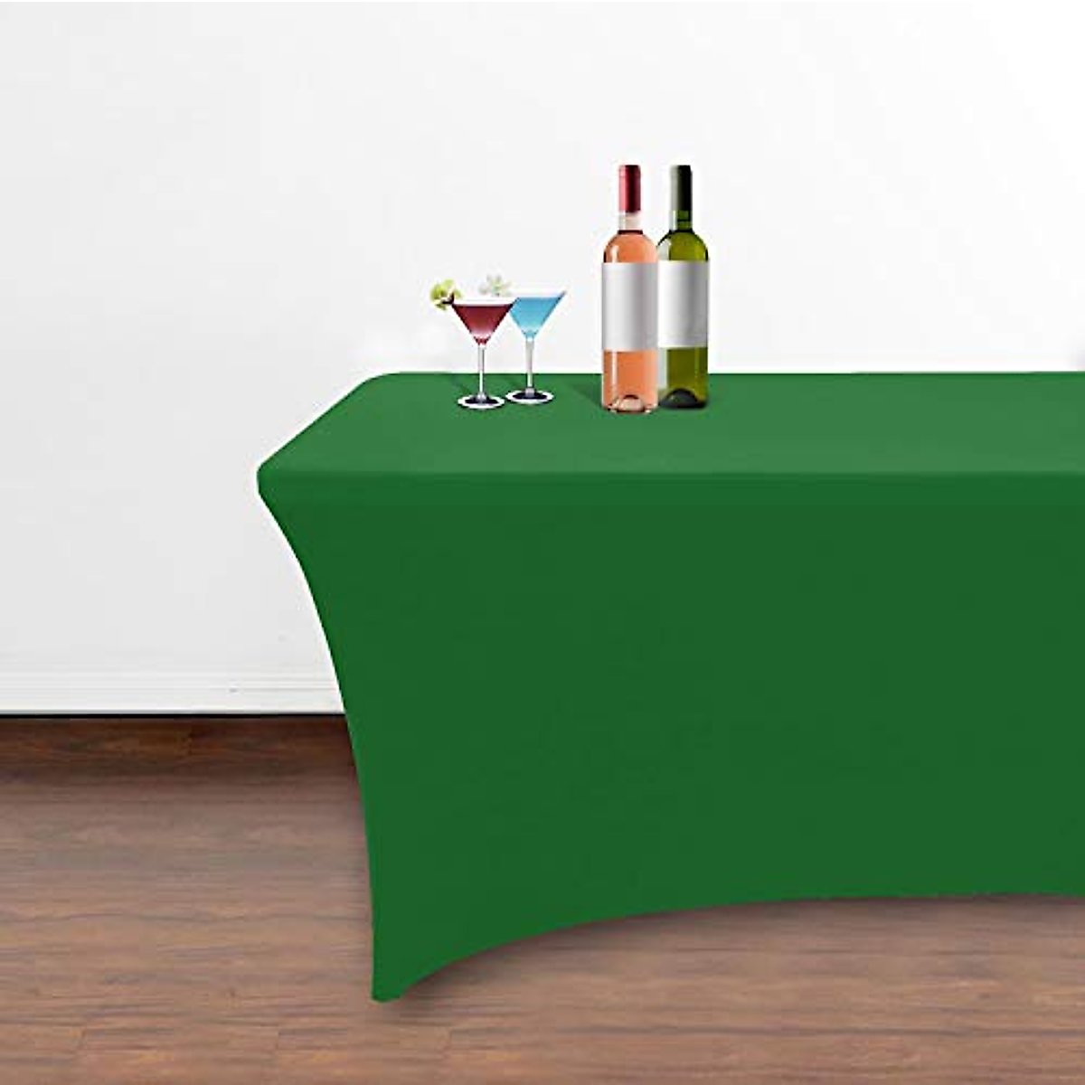 Obstal 6ft Stretch Spandex Table Cover for Standard Folding Tables - Universal Rectangular Fitted Tablecloth Protector for Party （Emerald Green, 72 Length x 30 Width x 30 Height Inches）