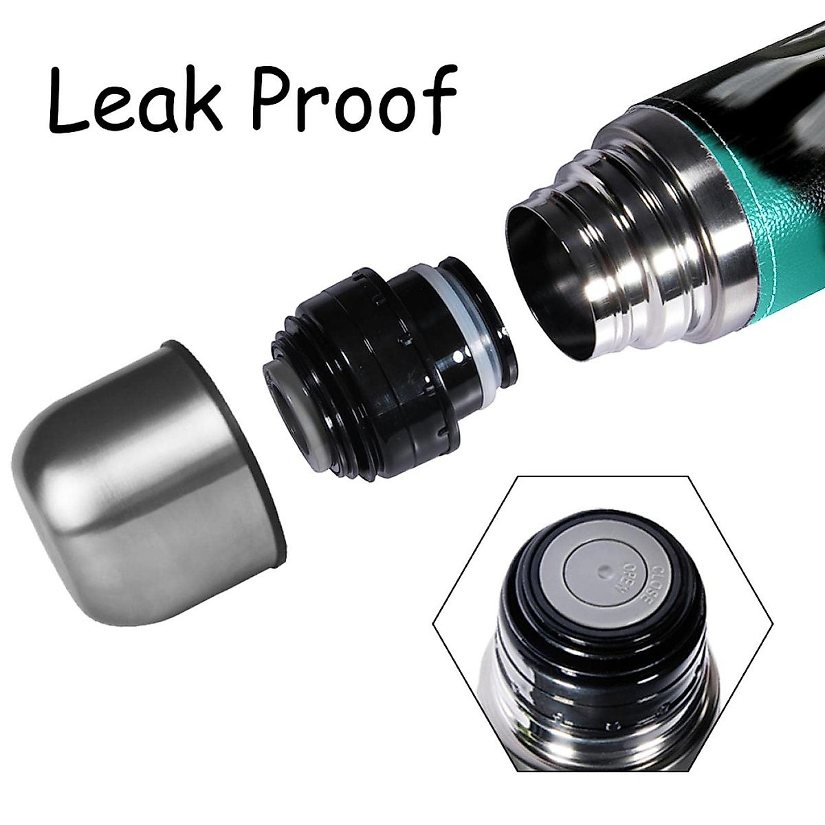 Stainless Steel Leather Vacuum Insulated Mug Zebra Thermos Water Bottle for Hot and Cold Drinks Kids Adults 16 Oz