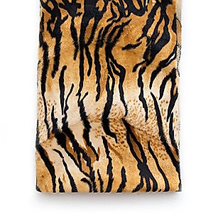Velboa Wave Print Tiger Fabric, 60 Inch, by The Yard (Gold)