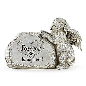 Forever in My Heart Sleeping Angel Dog 10 x 6 Inch Resin Pet Bereavement Garden Statue