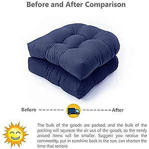 MASKMELLOW Rocking Chair Cushion 2 Pack Set 19 x 19 Inch U Shape Patio Seat Cushions Non-Slip Seat/Back Chair Cushion Soft Thickened Indoor/Outdoor Overstuffed Patio Chaise Lounger Cushion (Navy)