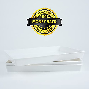 White Platter Serving Tray Set 15" x 10.5" | Pack of 3 Plastic Party Platters and 3 Tongs | Ideal for Appetizers, Desserts, Catering and more