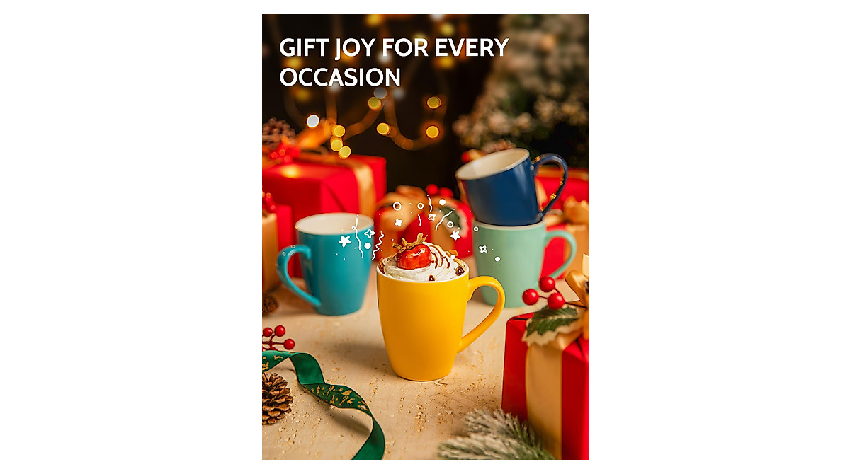 Sweese Porcelain Mugs - 12 Ounce for Coffee, Tea, Mocha and Mulled ...