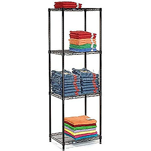 Nexel Adjustable Wire Shelving Unit, 4 Tier, NSF Listed Commercial Storage Rack, 18" x 24" x 74", Black Epoxy