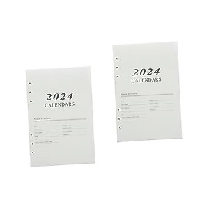 NUOBESTY 2pcs 2024 English Agenda Book inside Page A5 Pocket Notebook Pocket Notepad Daily Planner 2023-2024 Daily Planner 2024 Blank Notebook White Accessories Office Portable Paper
