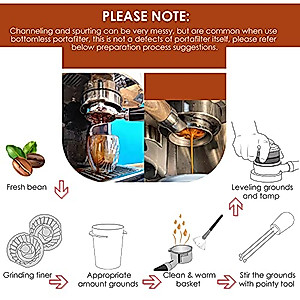 54mm Bottomless Portafilter, MATOW 54mm Bottomless Naked Portafilter Compatible with 54mm Breville Barista Series and 54mm Breville Machines (Filter Basket Included)