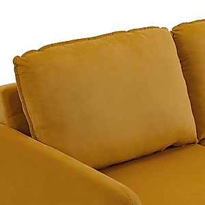 UIXE Modern Loveseat Sofas Living Room Love Seat 2 Seater Chair, Small Sofa Couch Love Seats Mid Century Upholstered Accent Chairs for Bedroom (Yellow)