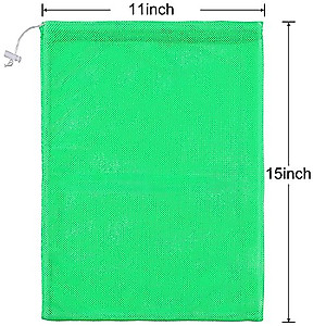 Frienda 6 Pieces Mesh Stuff Sack, 11 x 15 Inch Durable Nylon Mesh Drawstring Laundry Bag for Rinsing Beach Toys, Seashell Collecting, Mesh Bags and Travel (Multicolor)