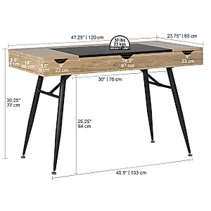 Calico Designs Nook Modern Desk with Multi Soft-Close Storage Compartments, Black Graphite/Ashwood