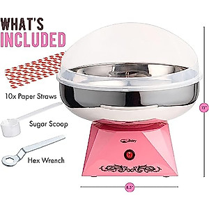 The Candery Cotton Candy Machine with Stainless Steel Bowl 2.0 and Floss Bundle- Flossing Sugar Floss, Sugar-Free Candy for Birthday Parties Fairs, Festivals- Includes 5 Floss Sugar Flavors 12oz Jars and 50 Paper Cones & Scooper