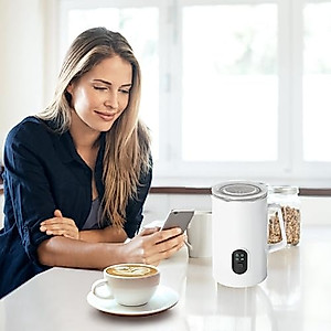 Electric Milk Frother Steamer Milk Foamer 4 in 1 Multifunctional Hot Cold Milk Foam Maker 20oz/390ml Automatic Quiet Milk Warmer Latte Cappuccinos Hot Chocolate (White)