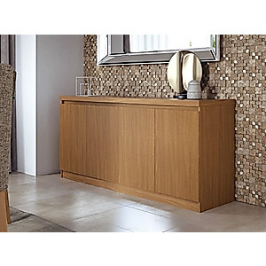 Manhattan Comfort Viennese Collection Gloss Finished Long Buffet Cabinet/Dining Console with 4 Doors, 62.99" Inches, Maple Cream