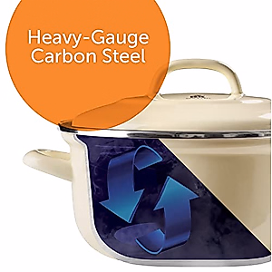 BK Indigo Dutch Heritage Round German Enamelled Casserole with Lid with PFAS-Free Ceramic Non-Stick Coating, 26 cm/5.2 Litre, Induction, Dishwasher Safe, Oven Safe, Cream