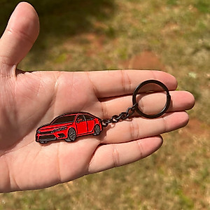 JDIRECT Sleek Metal Keychain Compatible With Honda Civic - Fits All Models, For Honda Civic Accessories, Gifts, 2022,2023,2024 Keyrings (Red)