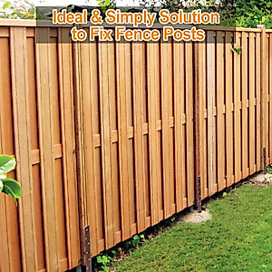 Sekcen 6 Pack Fence Post Repair Stakes Spikes Fence Post Repair Kit for Wood Fence Post Fix