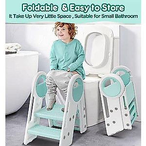 Gimars Upgrade Triple Stability Foldable Adjustable 2 Steps to 3 Steps Toddler Step Stool for Bathroom Sink, Step Stools for Kids with 6 Non-slip Pads,Handles for Toilet Potty Training,Kitchen Counter