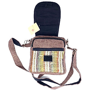 Unique design four pocket Hemp Hobo Passport crossbody bag Hippie Bag Festival Bag Travel Bag 100% Himalaya Hemp FAIR TRADE | Handmade with Love