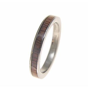 Arthur's Jewelry Genuine inlay Hawaiian koa wood wedding band ring titanium 3mm size 8.5