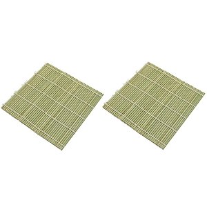 JapanBargain 3155, Bamboo Sushi Mat Sushi Roller Bamboo Sushi Rolling Mat Maker 9.5 inch Square (2, Green/Yellow)