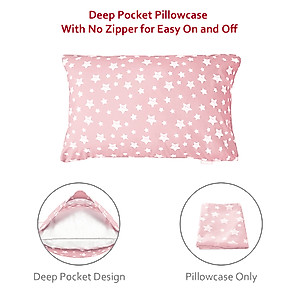 Toddler Bed Sheets for Girls, 3 Piece Toddler Sheet Set, Soft Breathable Toddler Bedding Sets Includes a Flat Sheet, a Fitted Sheet , a Pillowcase, Baby Bedding Sheet & Pillowcase Set, Pink Star