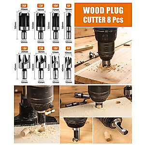 35 Pack Woodworking Chamfer Drilling Tools, 7pcs Countersink Drill Bit Set, 3pcs High Speed Steel Step Drill Bits, 6pcs Chamfer Drill Bit, 8pcs Wood Plug Cutter, 1 Automatic Center Punch for Wood, Met