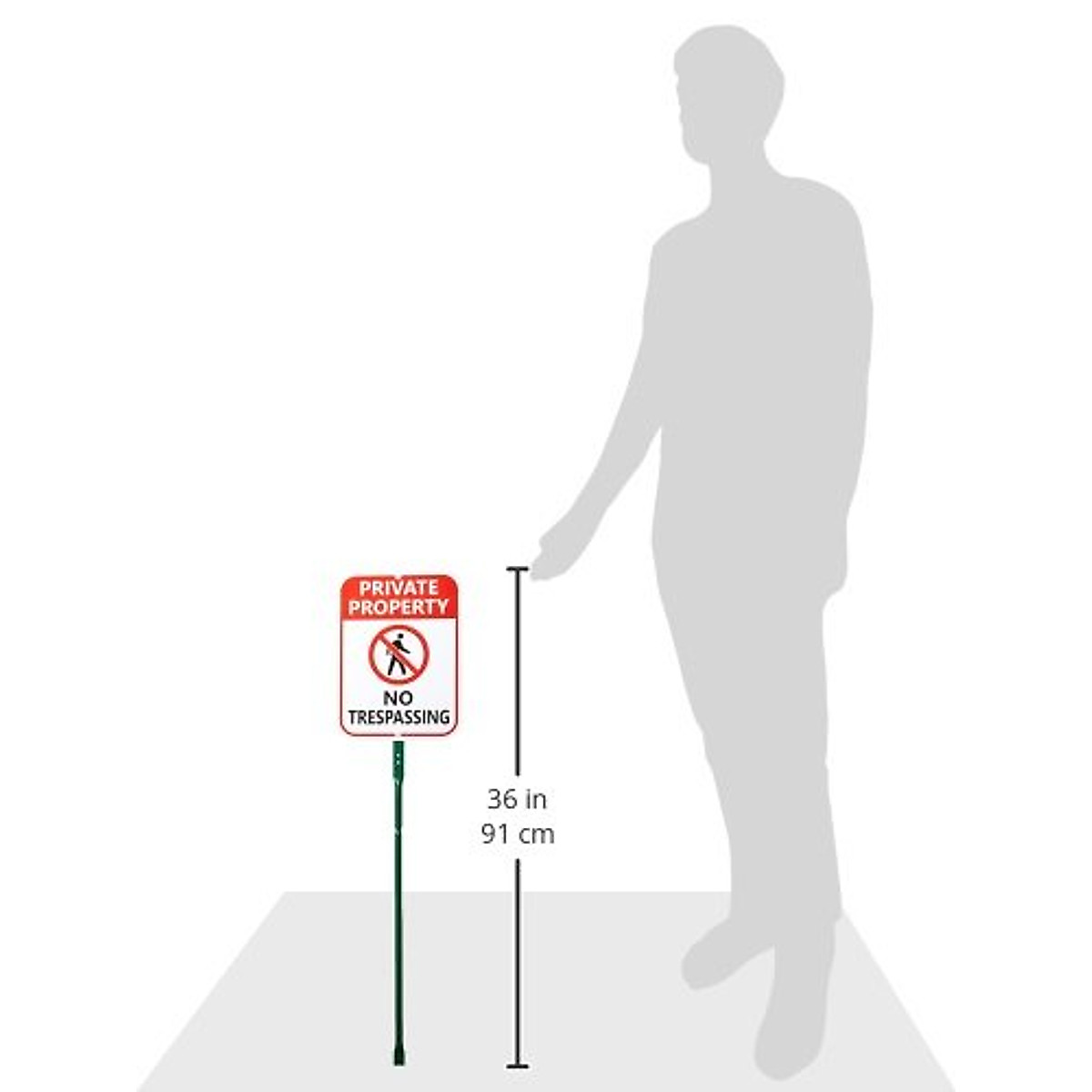 SmartSign No Trespassing Signs Private Property, 10 x 12 Inches Aluminum Sign with 3 Feet Stake