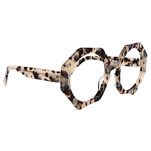 Zeelool Stylish Oversized Acetate Geometric Eyeglasses Frame for Women with Non-prescription Clear Lens Hugh ZOP01887-04 Light-Tortoise