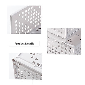 HANAMYA Folding and Stackable Storage Shelf | Foldable Drawer Organizer | Closet Wardrobe Organizer, Set of 4, White