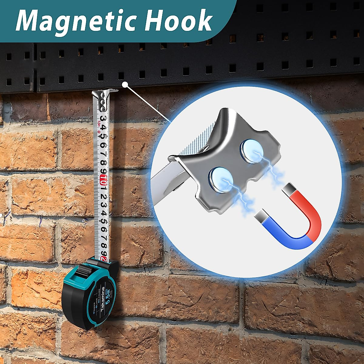 Takamine Professional Tape Measure with Magnetic Hook, Self-Lock,5.5m Power Blade Measure,Retractable Measuring Tape,Easy to Read for Craftman,Engineers