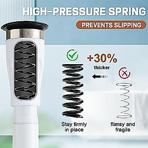 Shower Curtain Rod, 43-100 inch Adjustable Spring Tension Curtain Rod with Holder, Non-Slip Rustproof Waterproof Never Fall Shower Rod for Bathroom Window, No Drill, White