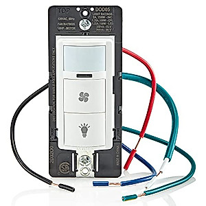 Leviton Decora in-Wall Combination Occupancy Sensor with Fan Switch, 1/4 HP, Residential Grade, Single Pole, White, DOD05-1LW