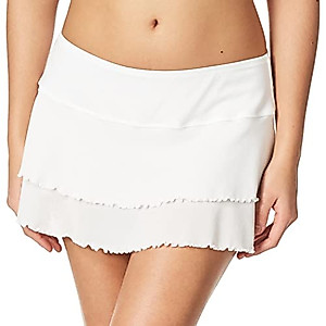 Body Glove Women's Standard Smoothies Lambada Solid Mesh Cover Up Skirt Swimsuit, Snow, Large