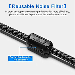 Viaky 12 Pack RFI EMI Noise Suppressor Cable Clip, Clip-on Ferrite Ring Core Noise Filter for 5mm Dia Cable(Black)