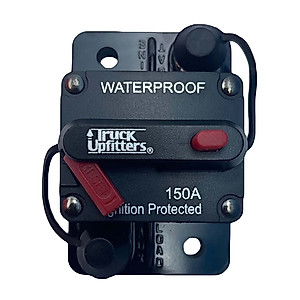 Truck Upfitters Surface Mounted 150A Circuit Breaker (12V-48V, 150 Amp) for DC Automotive and Marine/Boat use: Main Power Breaker, Audio, Winches, Solar, Lighting, Electric Motors & Other Accessories.