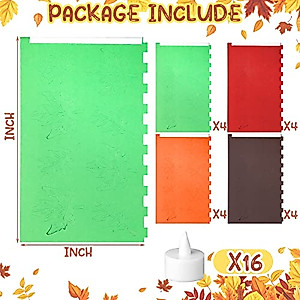 16 Set Fall Thanksgiving 3D Round Paper Lantern Led Luminary with Beautiful Lifted Leaf Cut-Out Design for Fall and Thanksgiving Decor or Table Centerpiece