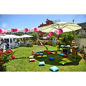 Celehappy Hanging Party Decorations Pom Tissue Paper Lantern for Weddings, Birthdays, Parties and Events Decorations, Hanging Paper Lantern Paper Tissue Flowers 10" 8" Set - Pink/White/Rose