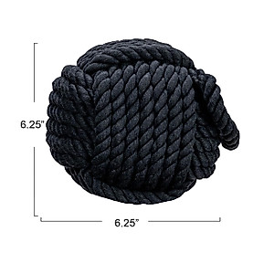 Nautical Rope Knot Decorative Cotton Door Stop, Black