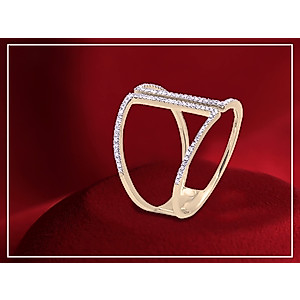 Dazzlingrock Collection 0.30 Carat (ctw) 14K Round White Diamond Ladies Geometric Fashion Ring 1/3 CT, Yellow Gold, Size 8.5
