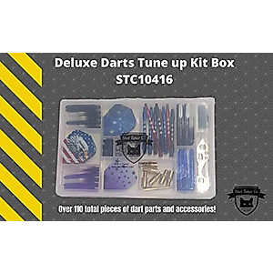 SHOT TAKER CO. EST. 2017 Deluxe Darts Tune up Kit Box | Flights, Sharpener, Shafts, O-Rings, Flight Savers, Accessories (10416-Essential)