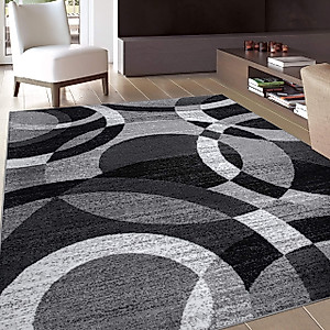 Rugshop Contemporary Abstract Circles Perfect for high Traffic Areas of Your Living Room,Bedroom,Home Office,Kitchen Area Rug 5'3" x 7'3" Gray